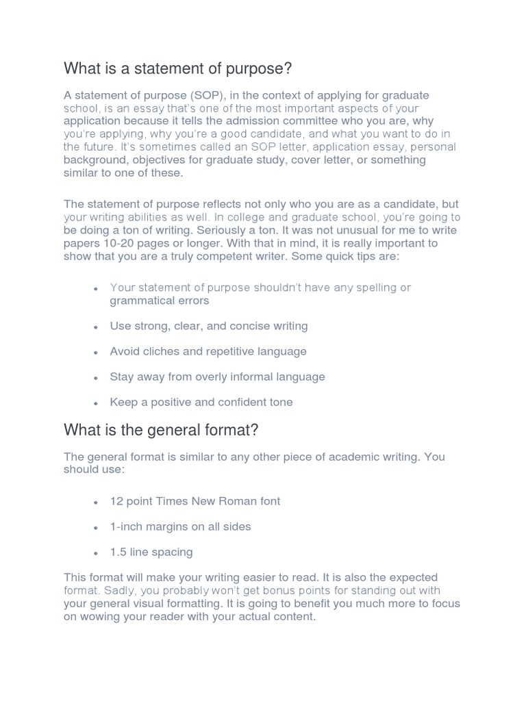 What Is A Statement of Purpose | PDF | Essays | Goal