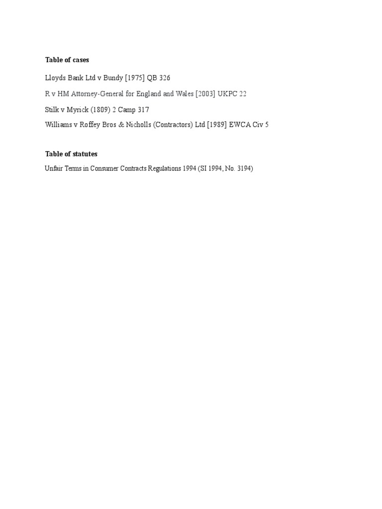 Lloyds Bank LTD V Bundy (1975) QB 326: Table of Cases | PDF | Common ...