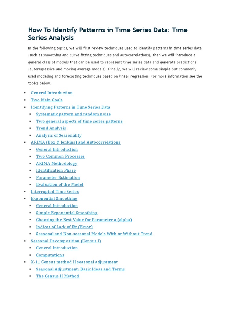 How To Identify Patterns in Time Series Data | PDF | Time Series ...