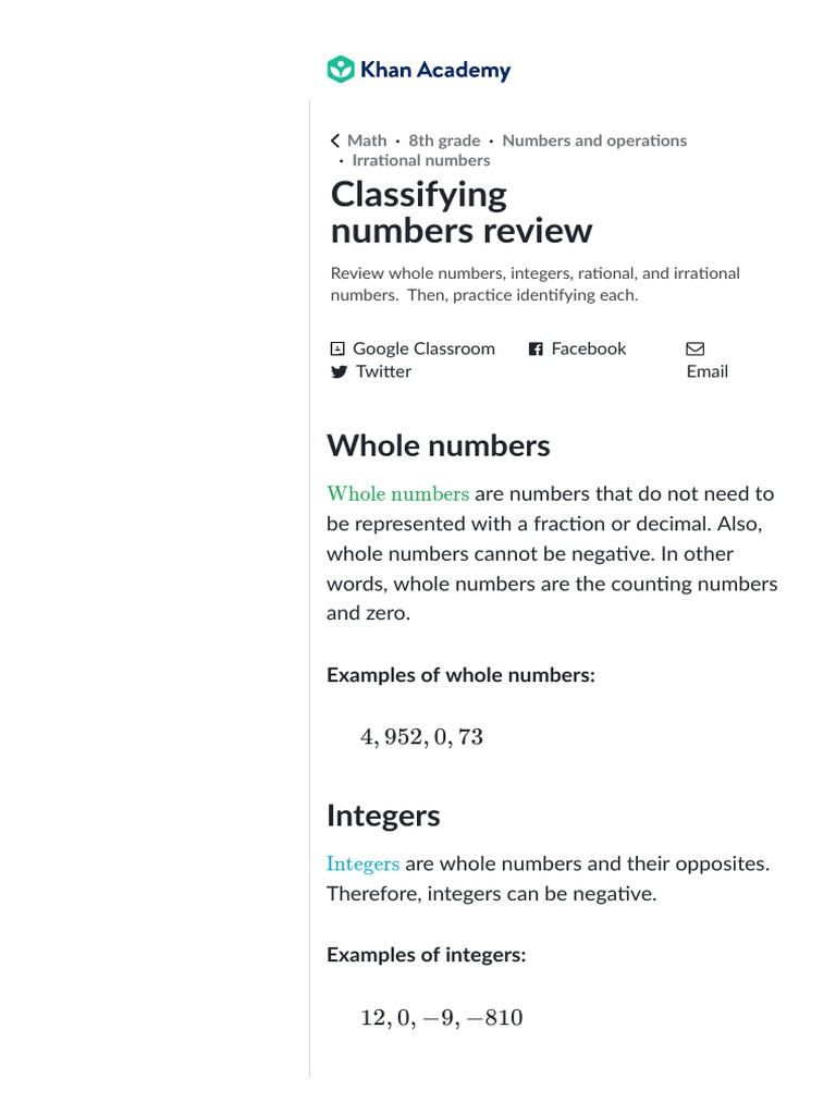 Classifying Numbers Review | PDF | Integer | Numbers