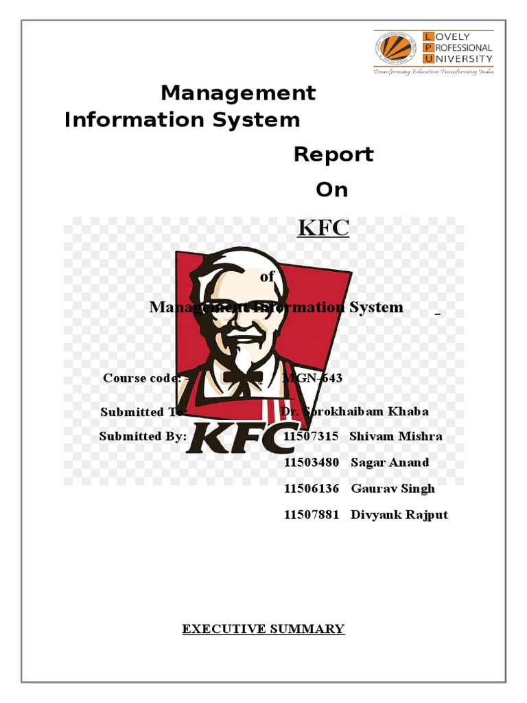 KFC's MIS | PDF | Enterprise Resource Planning | Management Information ...