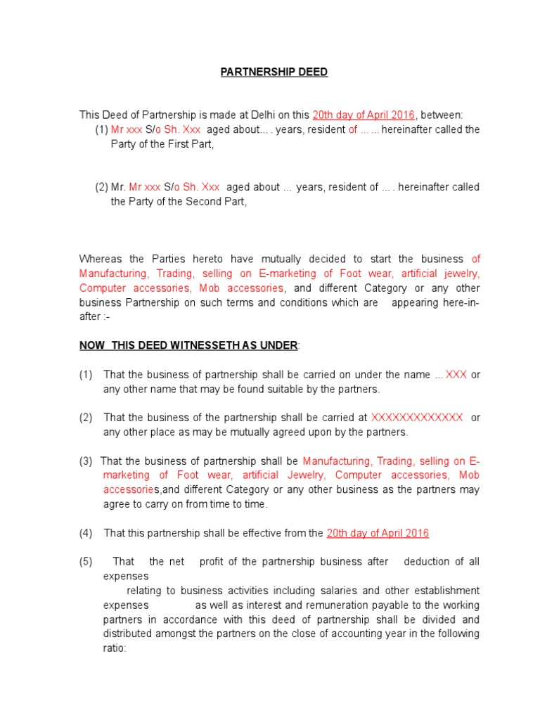 Now This Deed Witnesseth As Under | PDF | Partnership | Debits And Credits