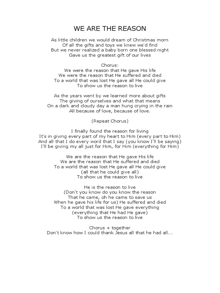 Lyrics - We Are The Reason | PDF