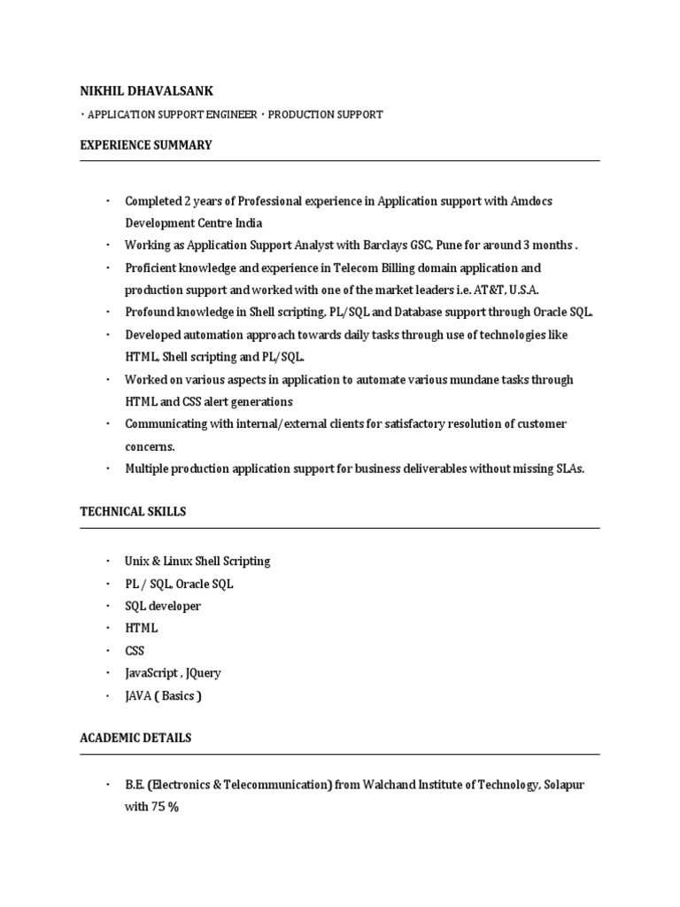 Sample Resume | PDF | Scripting Language | Application Software