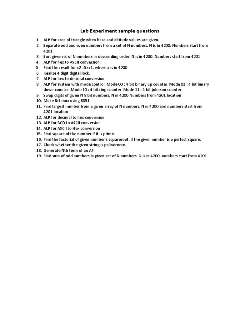 8086 Lab Experiment QP | PDF