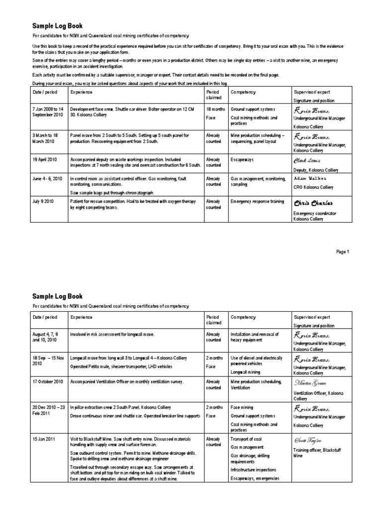 Practical Experience Logbook | PDF | Coal Mining | Economic Geology