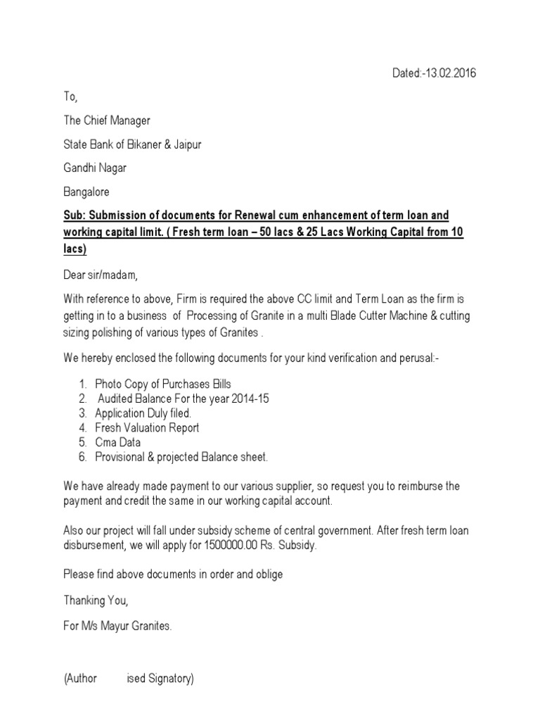 Covering Letter SBBJ | PDF | Finance & Money Management