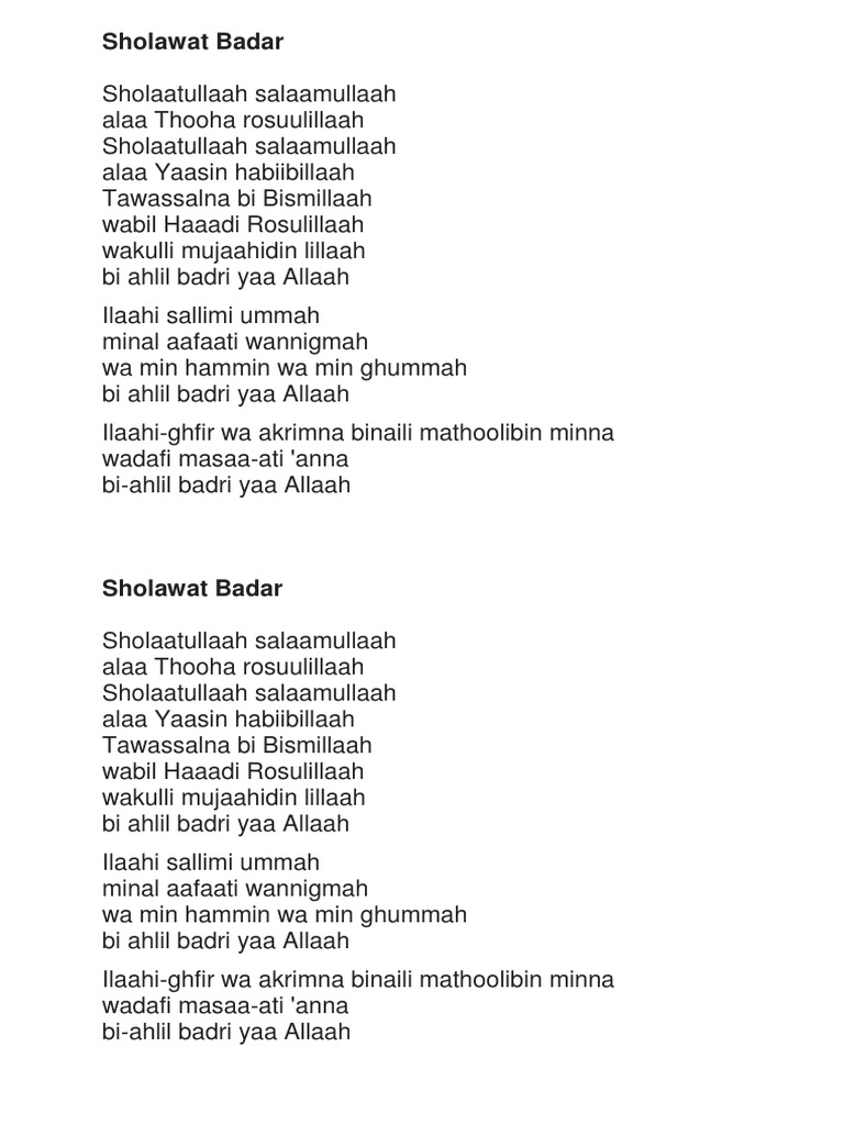 Sholawat Badar | PDF