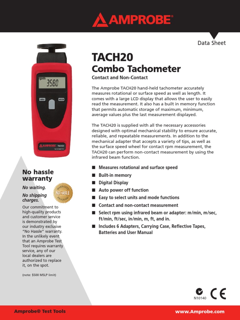 Amprobe TACH20 Datasheet | PDF | Measurement | Equipment