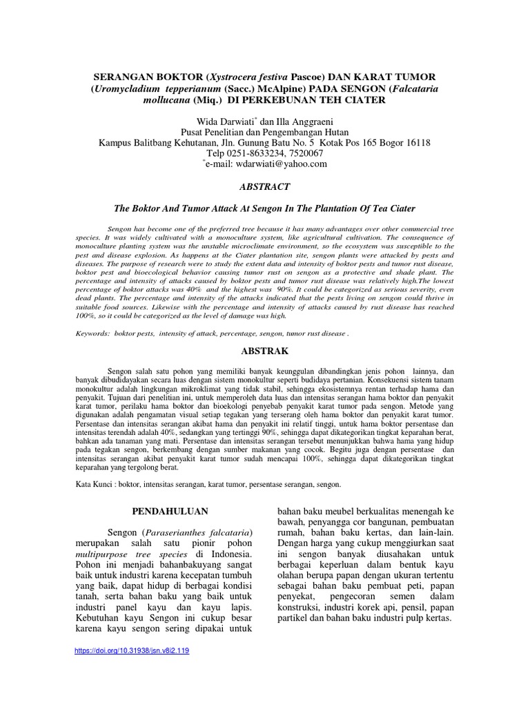 Serangan Boktor (Xystrocera Festiva Pascoe) Dan Karat Tumor ...