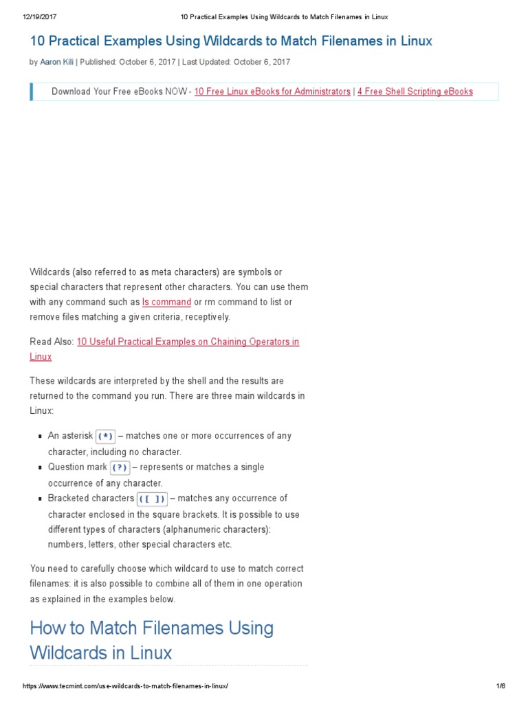 10 Practical Examples Using Wildcards To Match Filenames in Linux | PDF ...