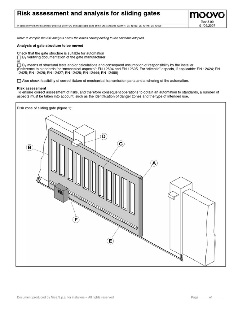 Risk Assessment and Analysis For Sliding Gates: Analysis of Gate ...