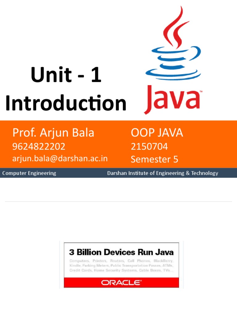 OOPJ Unit 1 | PDF | Data Type | Computer Engineering