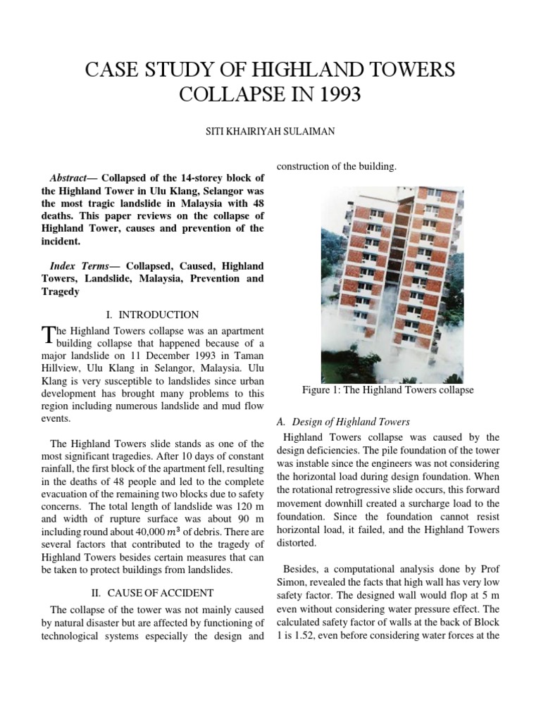 Case Study of Highland Tower | PDF | Landslide | Disaster And Accident