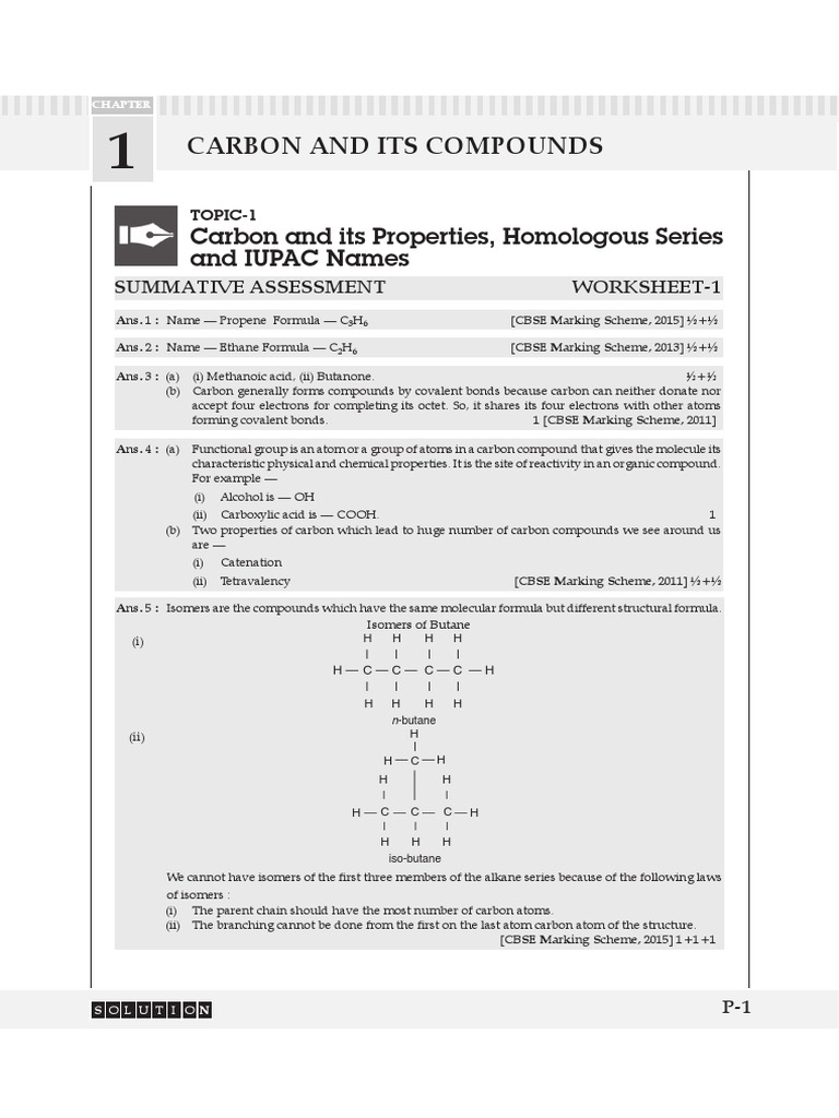 Carbon and Its Properties, Homologous Series and IUPAC Names | PDF ...