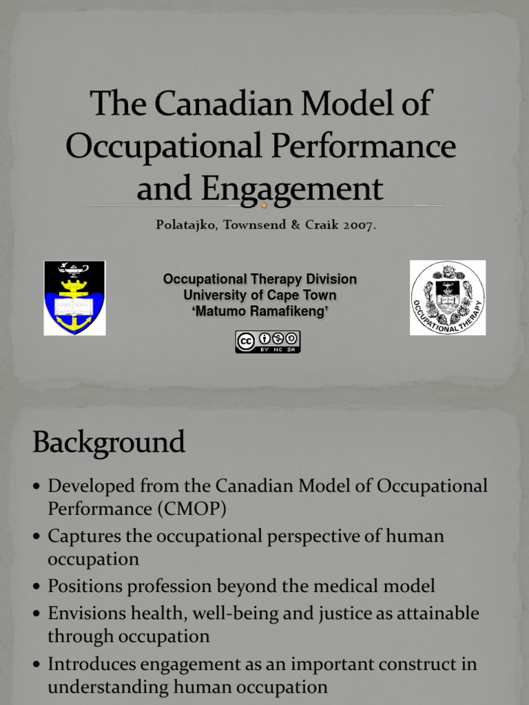 Canadian Model of Occupational Performances and Engagement | PDF ...