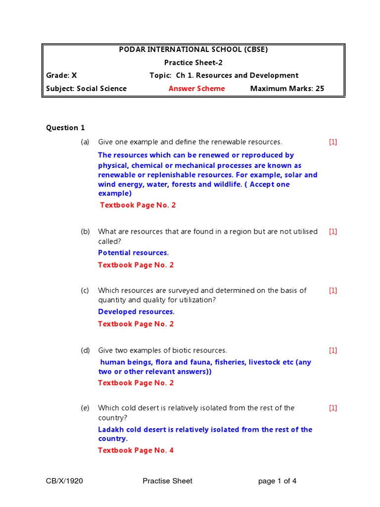 Grade 10 Social Science Practice Sheet | PDF | Resource | Soil