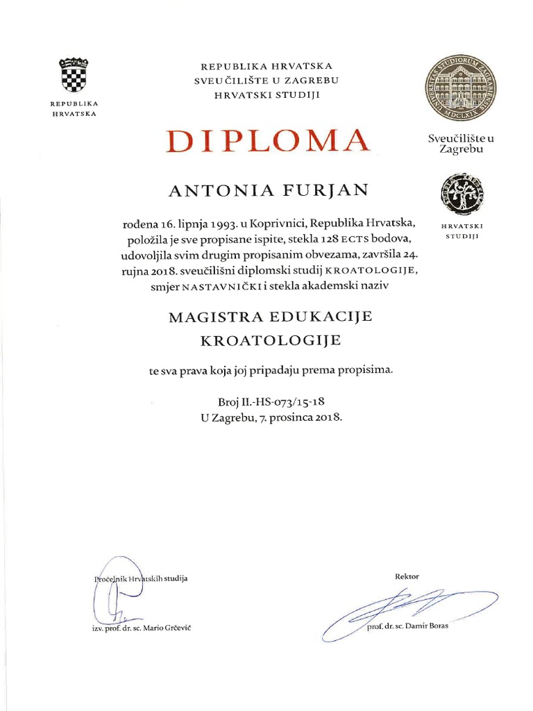 Lektorirano - Magistarska Diploma - Potvrda PDF | PDF