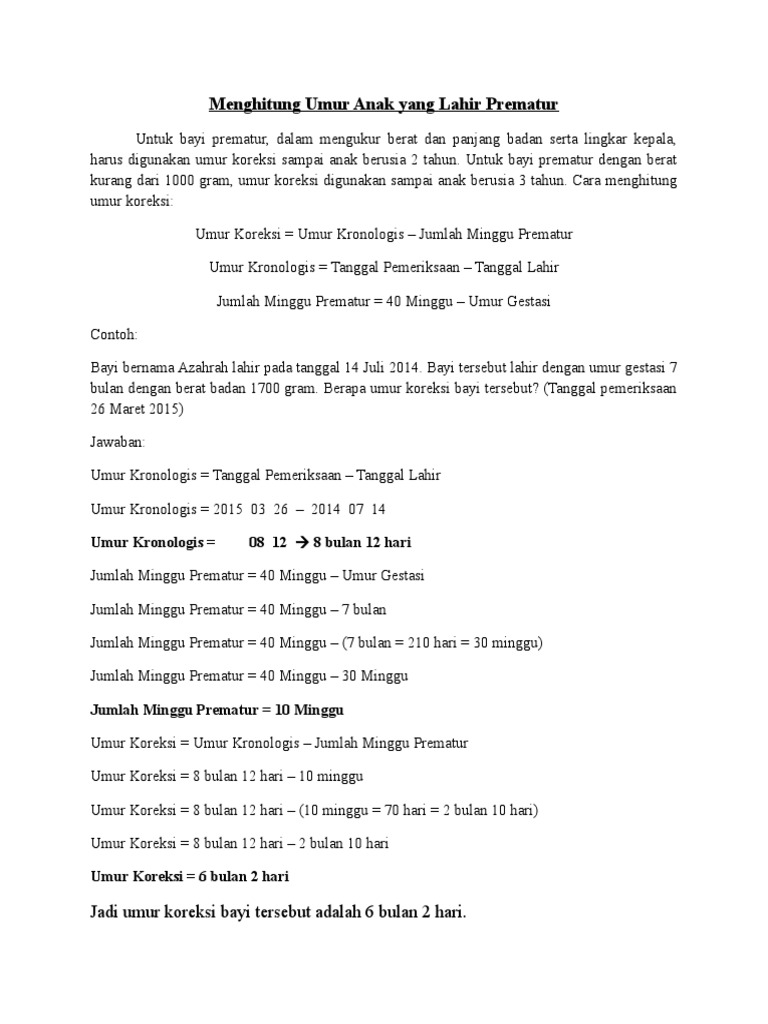 Rumus Menghitung Umur Koreksi | PDF