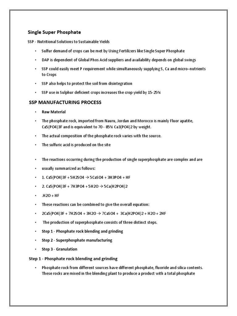 Single Super Phosphate | PDF | Phosphate | Chemistry