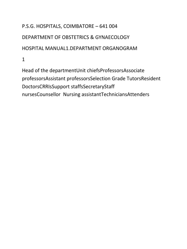 Hospital Manual | PDF | Surgery | Patient