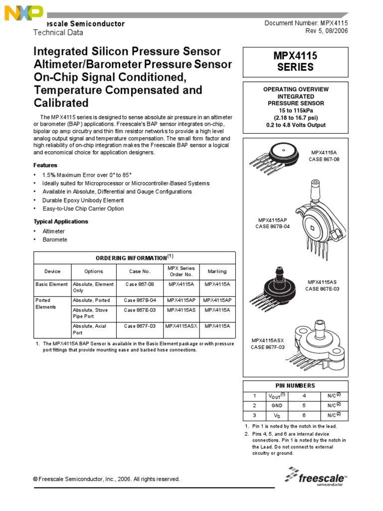MPX4115 Datasheet PDF | PDF | Sensor | Celsius