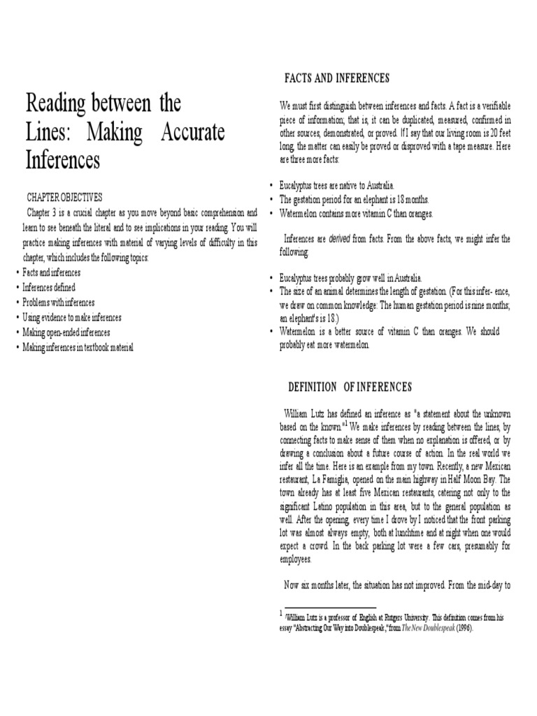 Lesson 5 Inferences, Facts, Opinions | PDF | Inference | Thought
