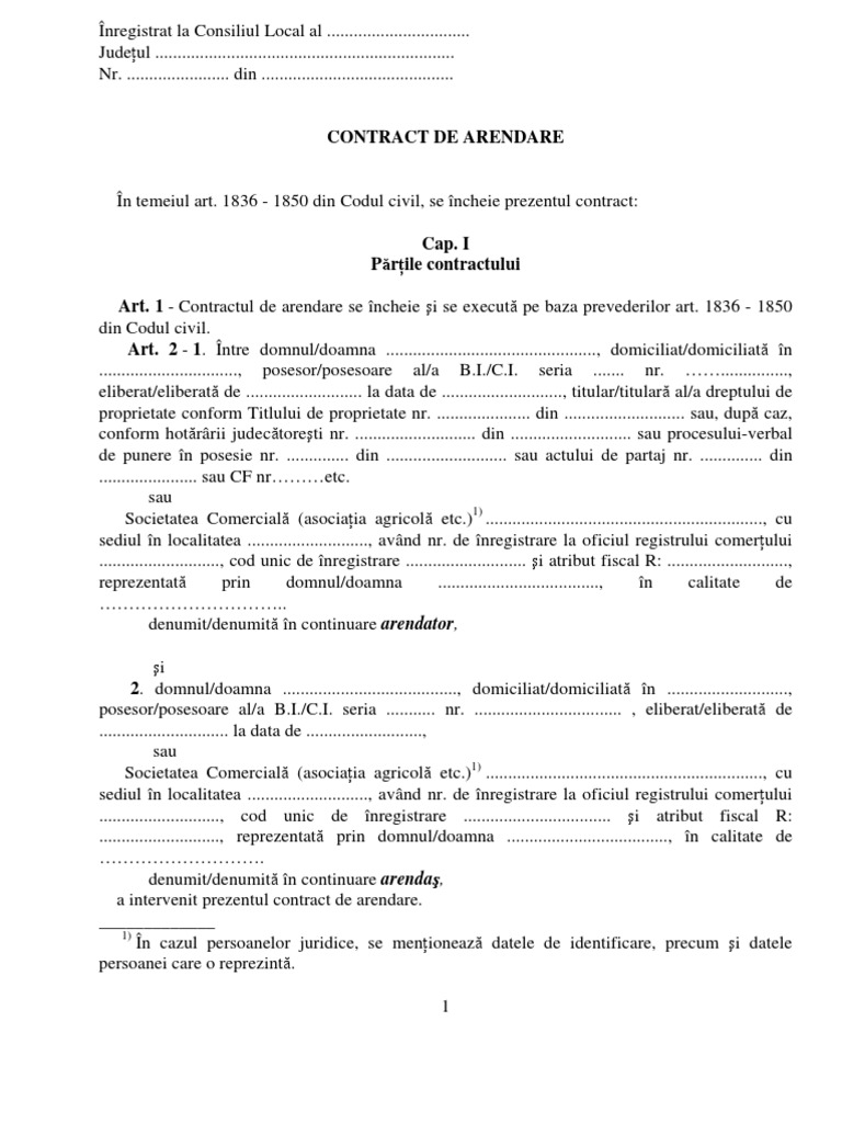 MODEL Contract de Arenda PDF | PDF