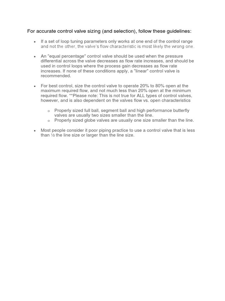 Control Valve Sizing (And Selection) | PDF