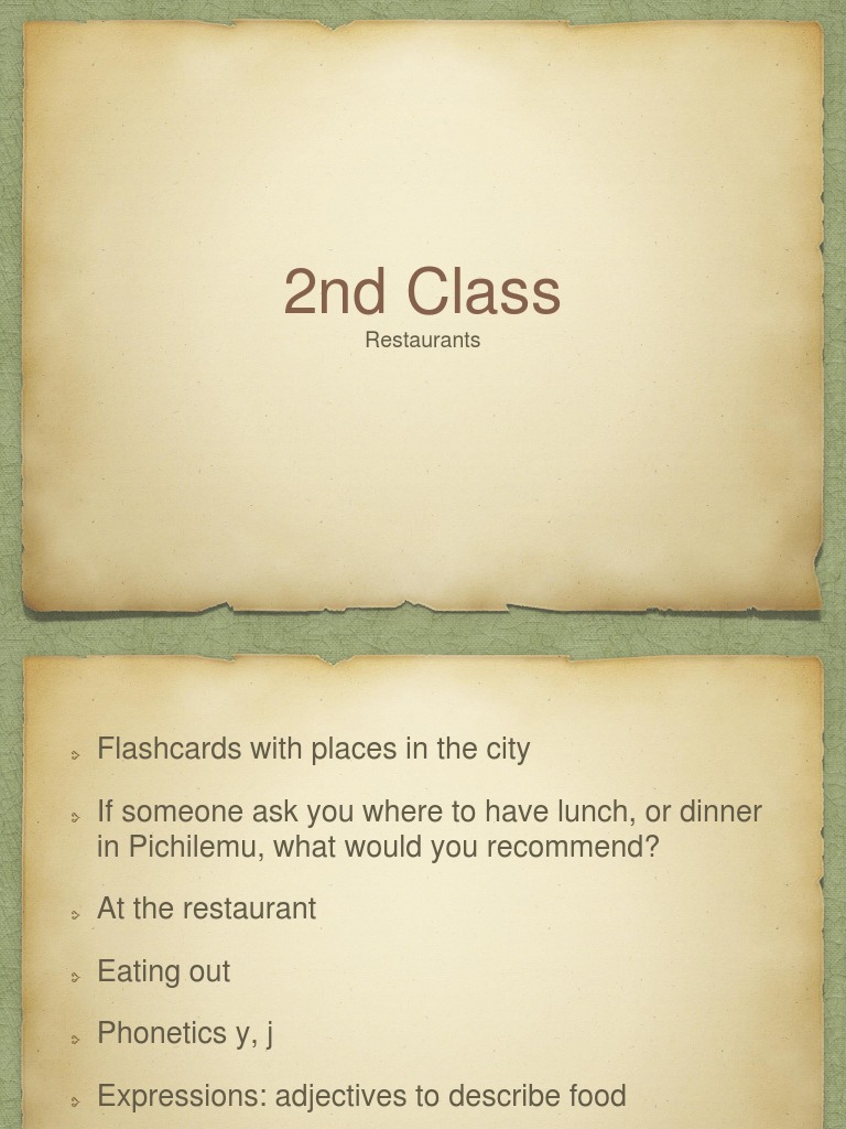Pichilemu Restaurant Vocabulary Flashcards | PDF