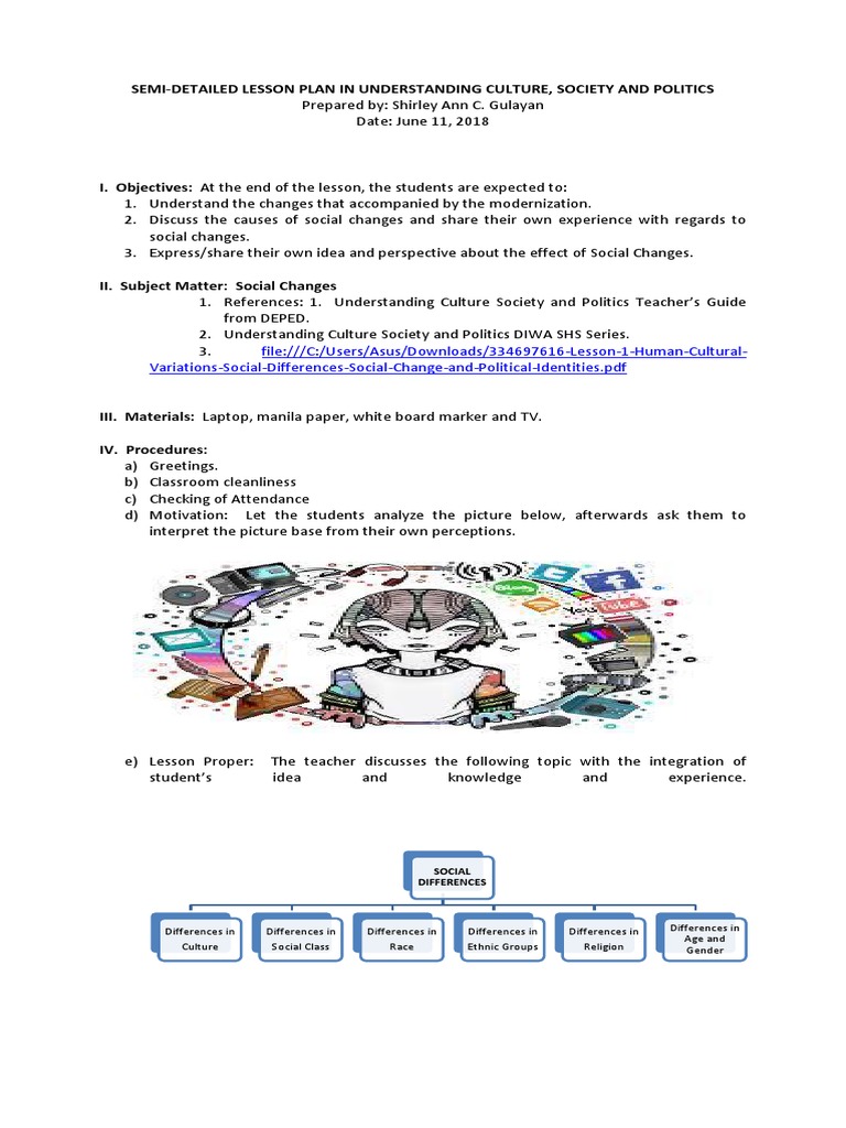Social Changes Lesson Plan Overview | PDF | Society | Lesson Plan