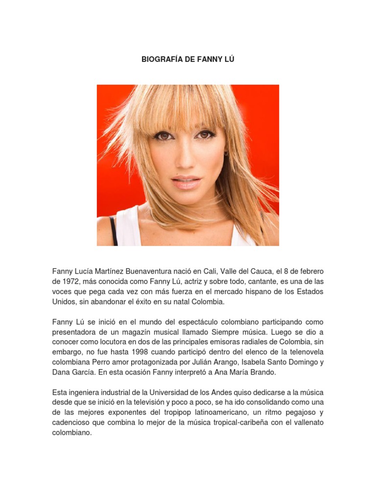 Biografía de Fanny Lú | PDF | Música grabada | Música pop