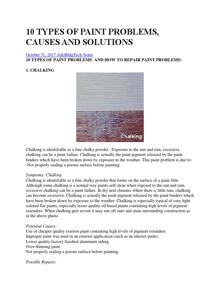 10 Types of Paint Problems | PDF | Paint | Acrylic Paint