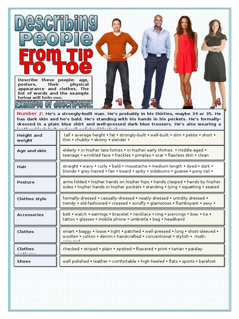 Describing People From Tip To Toe Vocabulary Picture Description ...
