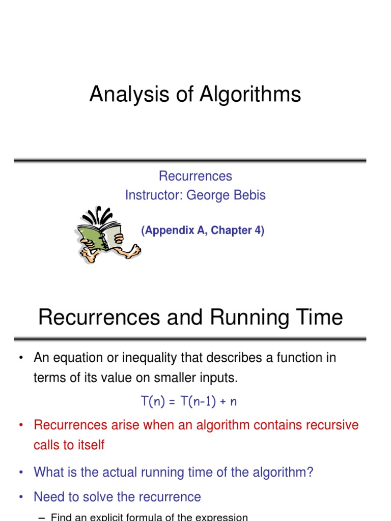 Analysis of Algorithms: Recurrences Instructor: George Bebis | PDF | Time Complexity | Algorithms