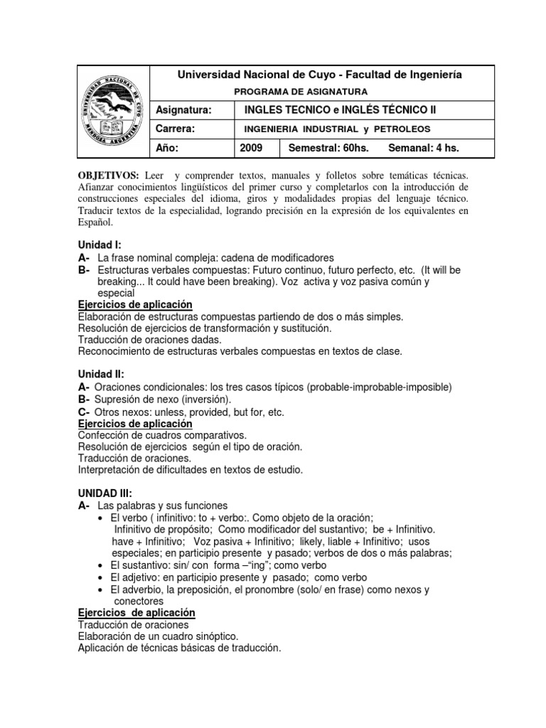 Ingles Tecnico II Ingles Tecnico | PDF | Verbo | Traducciones