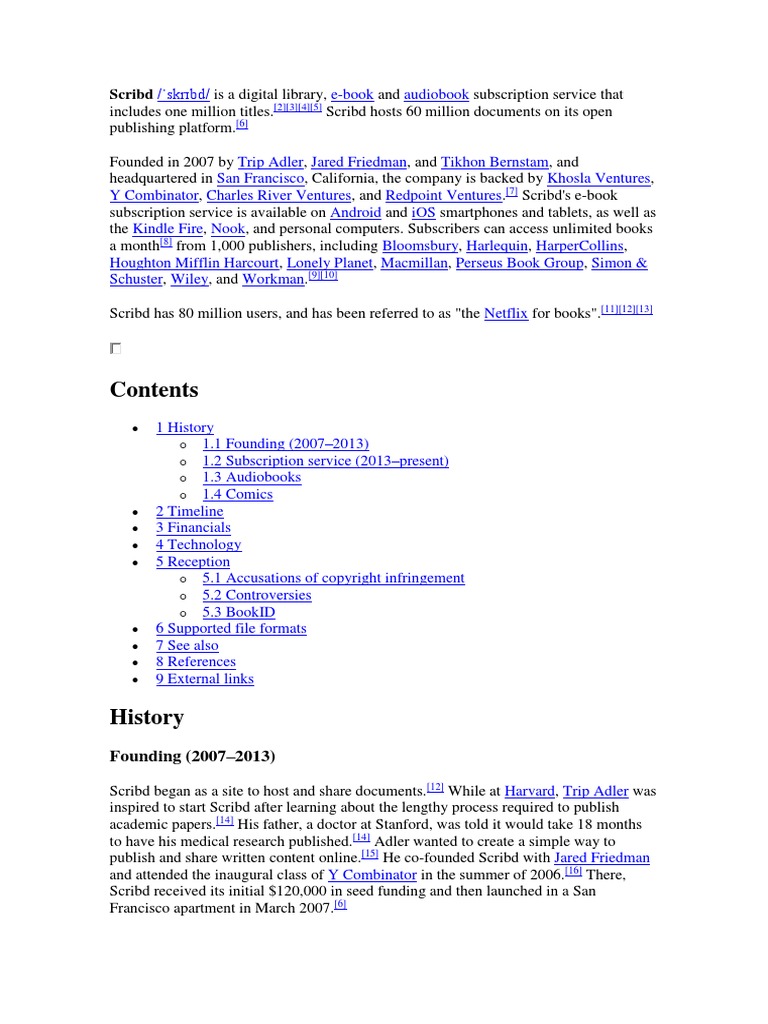 Historia Scribd | PDF | Scribd | World Wide Web