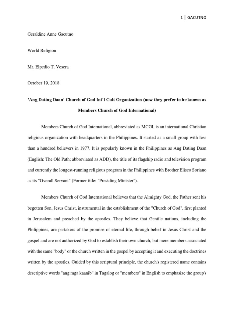 'Ang Dating Daan' Church of God Int'l Cult Organization (Now They ...