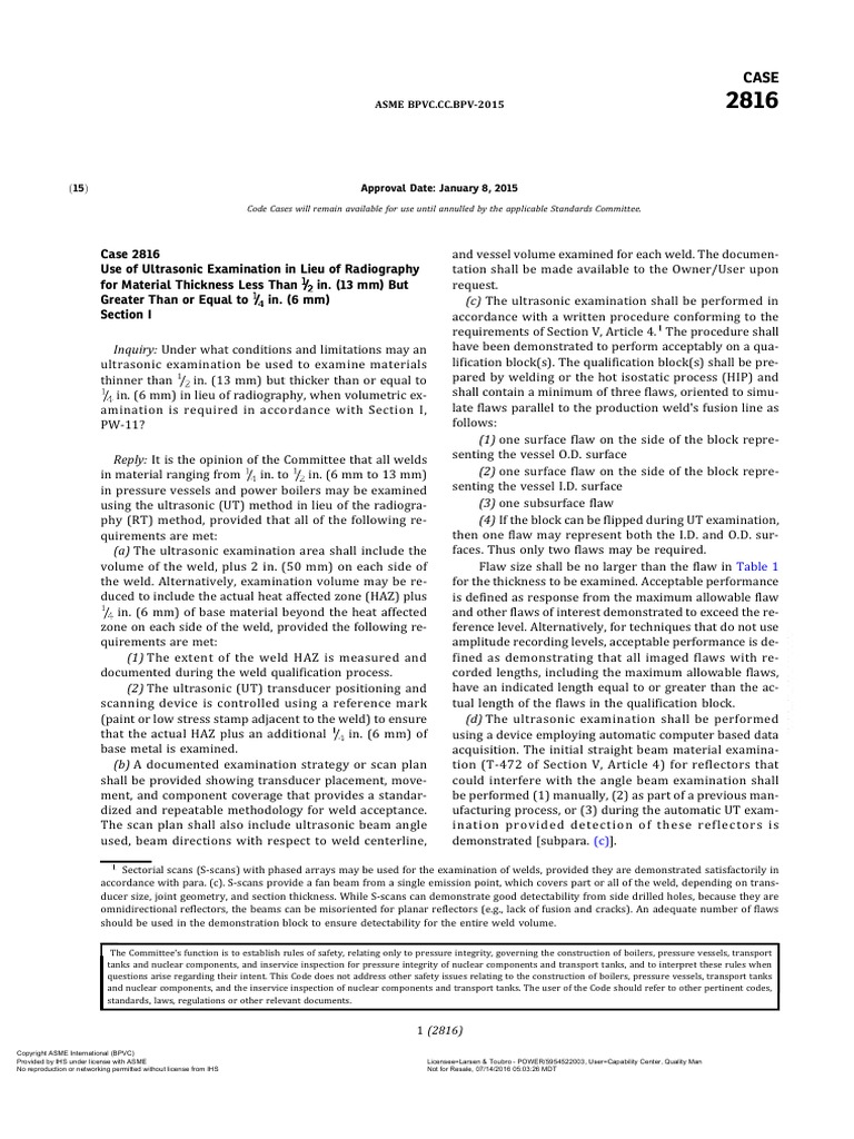 ASME Code Case 2816 | PDF