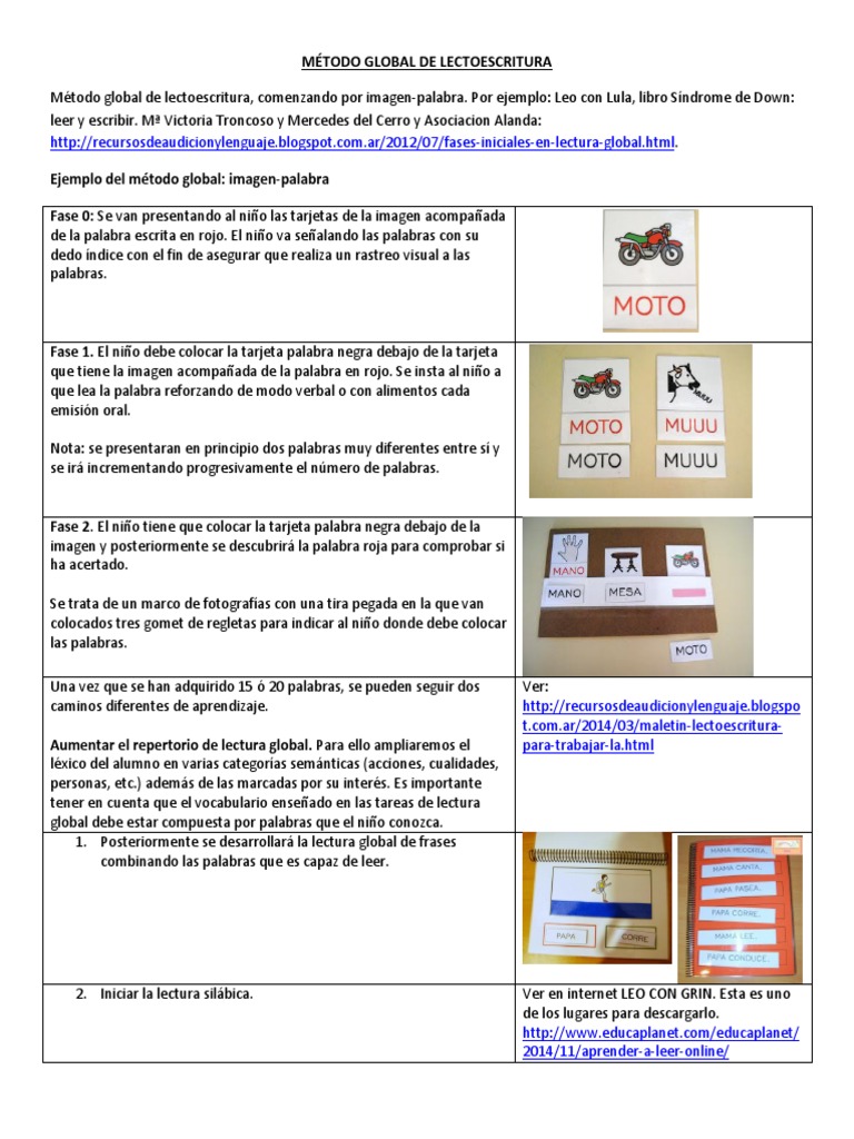 Método Global de Lectoescritura | PDF | Cognición | Ciencia cognitiva