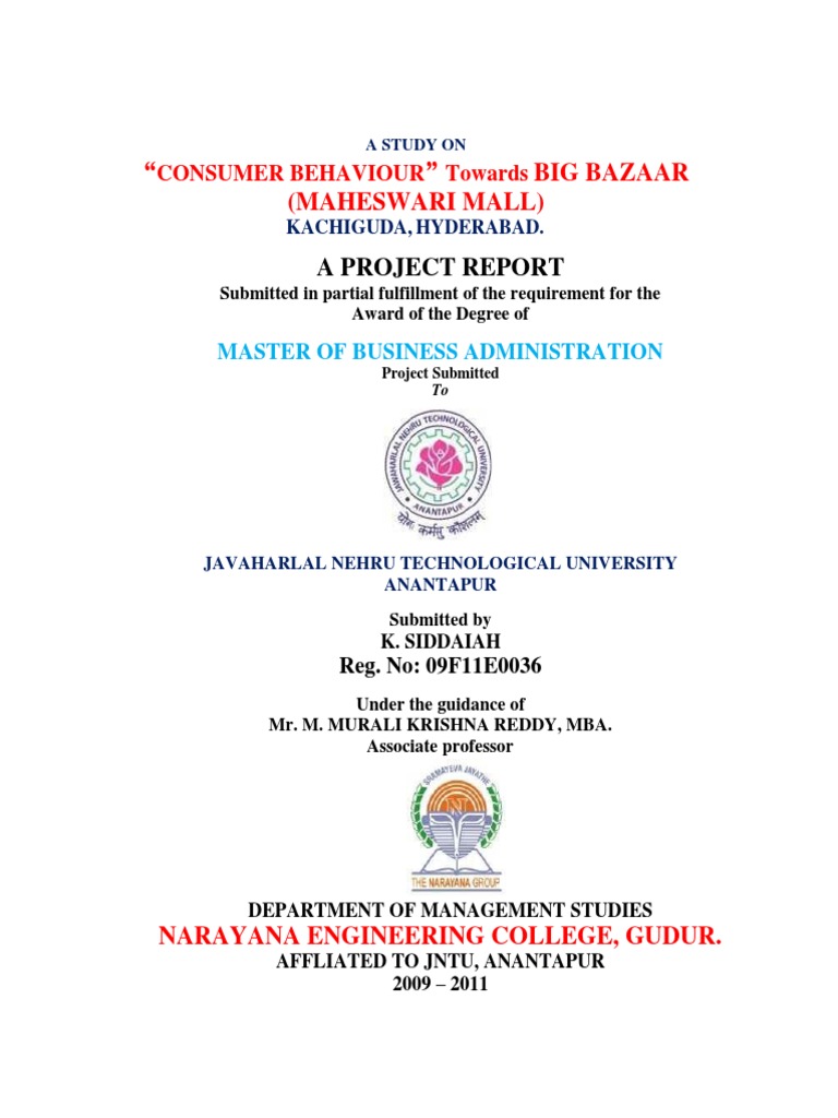 Big Bazaar (Maheswari Mall) : A Project Report | PDF | Consumer Behaviour | Behavior