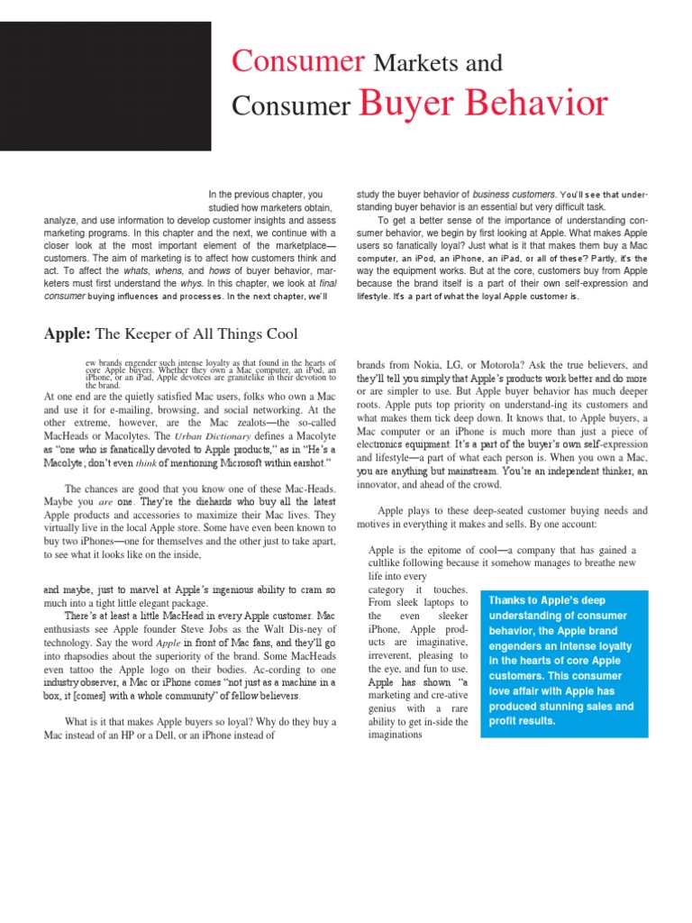 Consumer Markets and | PDF | Consumer Behaviour | Apple Inc.