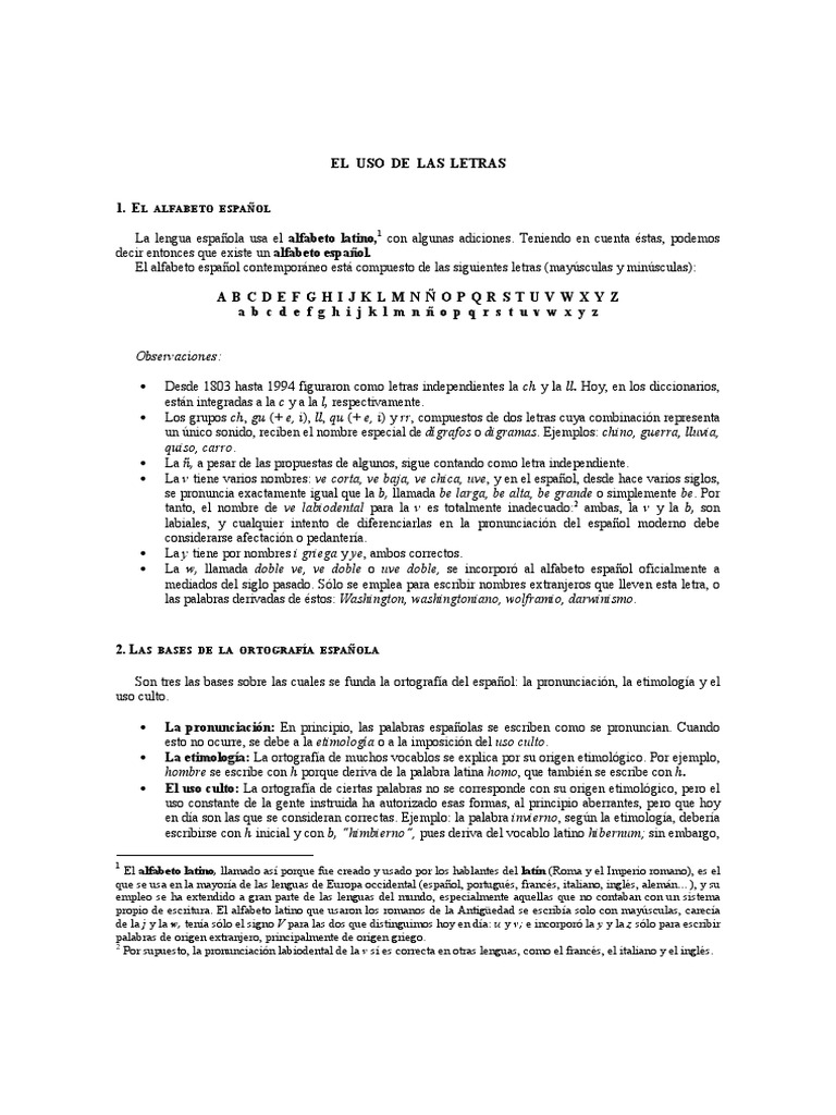 Uso y reglas del alfabeto español | PDF | Alfabeto | Lengua española