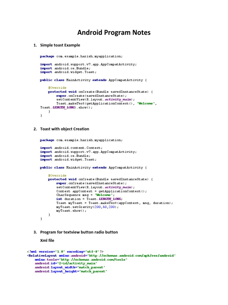 Android Toast Examples and Usage | PDF | Android (Operating System ...