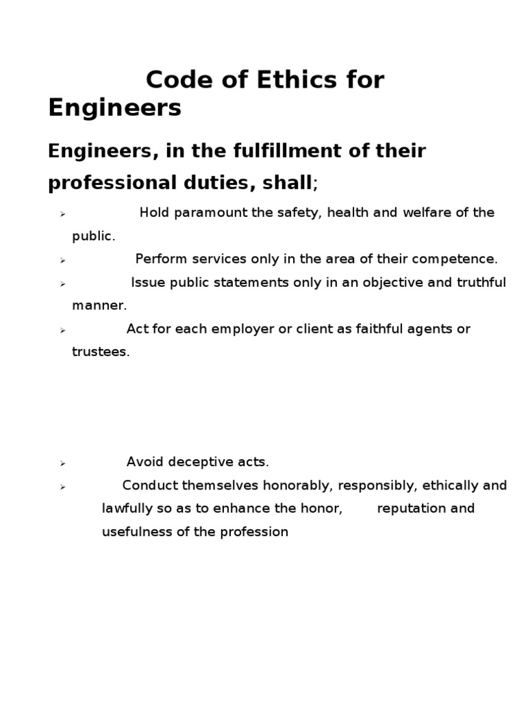 Engineers' Code of Ethics Overview | PDF | Career & Growth
