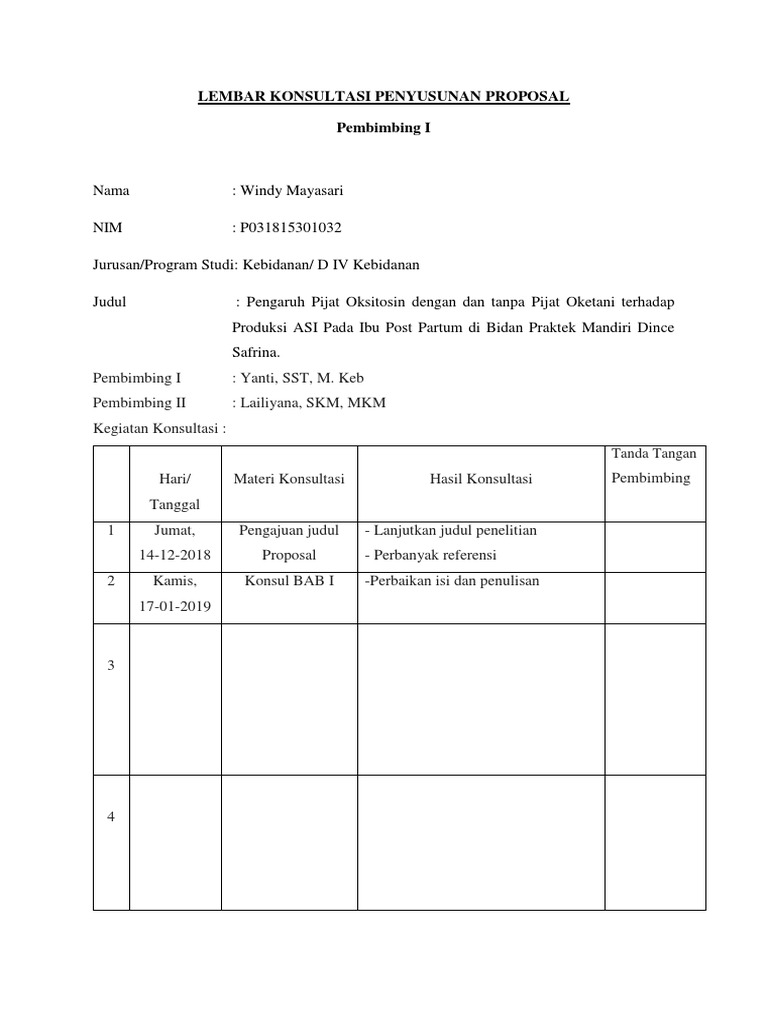 Lembar Konsultasi Penyusunan Proposal | PDF