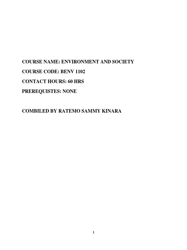 Environment and Society Course Overview | PDF | Biodiversity | Pollution