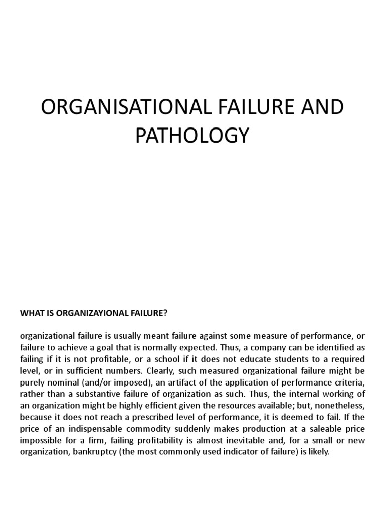 Organisational Failure and Pathology | PDF | Career & Growth | Finance ...