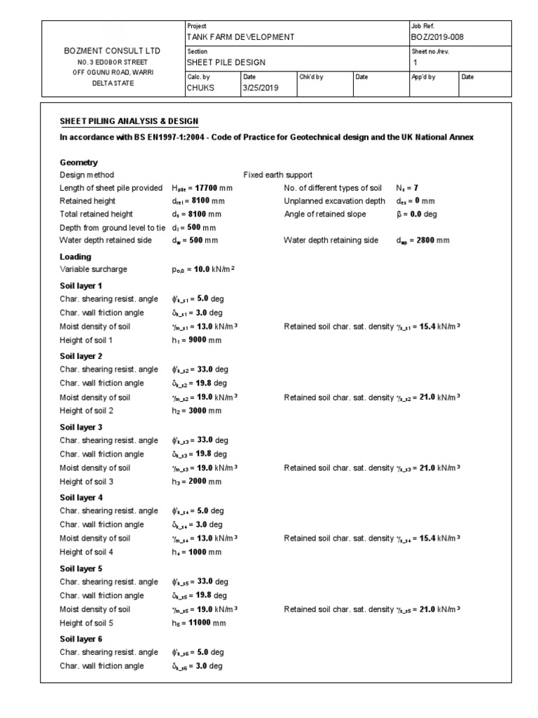 Sheet Piling Analysis & Design in Accordance With BS EN1997-1:2004 ...