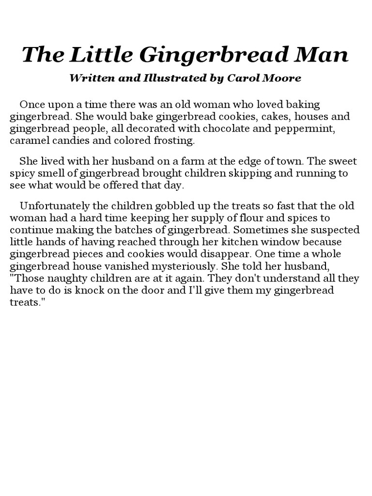 The Little Gingerbread Man: Written and Illustrated by Carol Moore | PDF